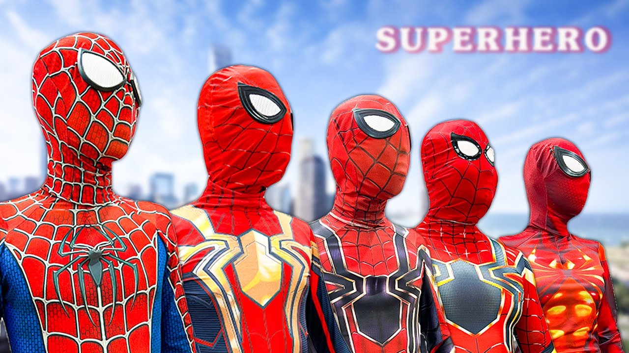 5 RED SPIDER-MAN Bros || No No No , Today is RED COLOR DAY !! ( Red ...