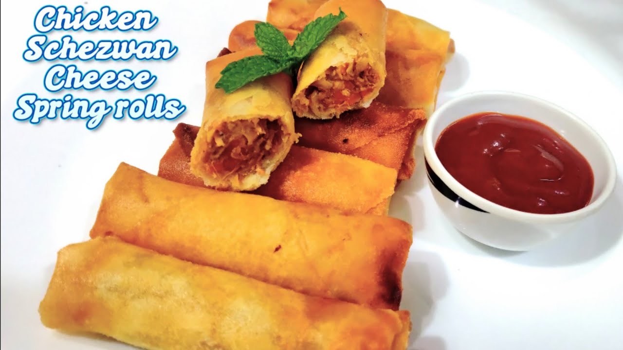 Chicken Schezwan Cheese Spring Rolls | Ramzan Special | Iftaar Recipe ...