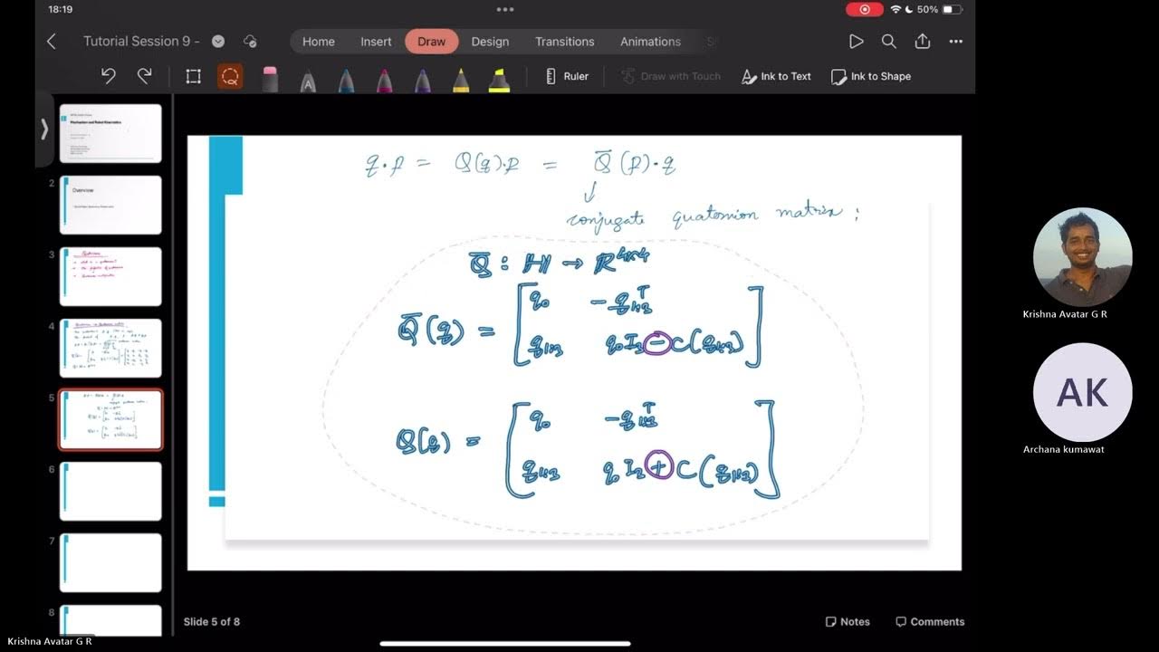 Tutorial Session 9 - Quaternions, Rotation vector, Force analysis - YouTube