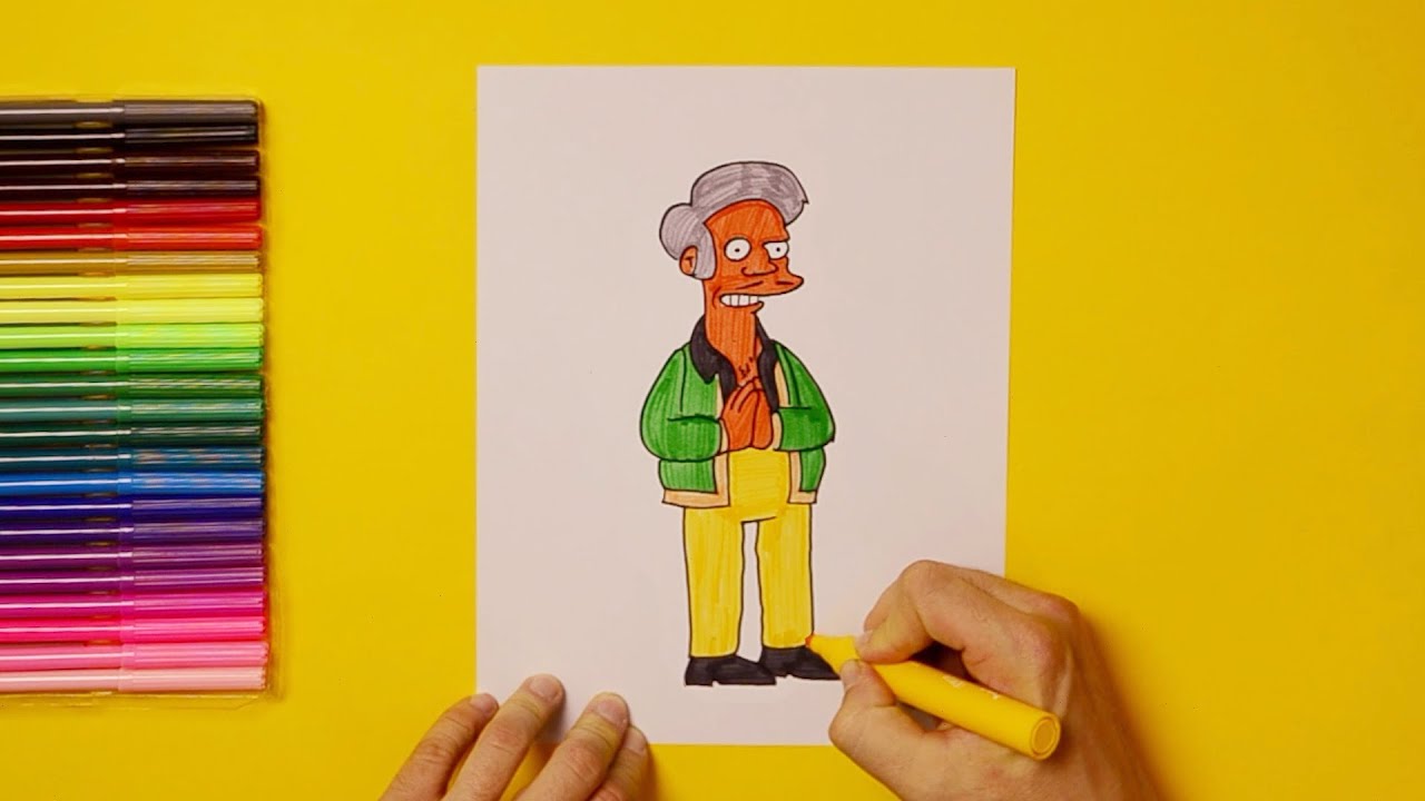 How to draw Apu from The Simpsons - YouTube