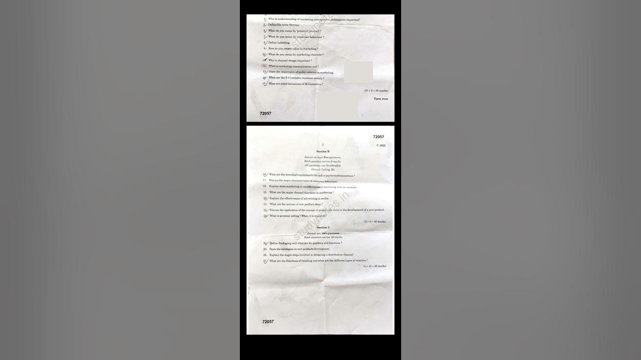 Second semester Bcom marketing management previous year question paper ...