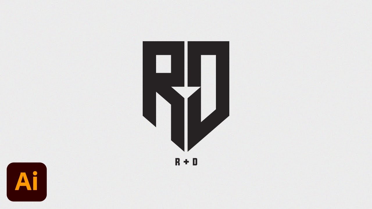 Cara membuat logo monogram huruf R + D di adobe illustrator - YouTube