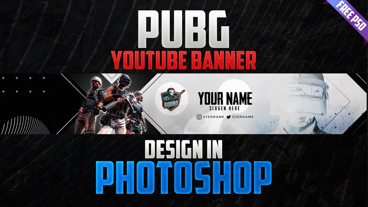 PUBG YouTube banner Design in photoshop || PUBG YouTube banner tutorial ...