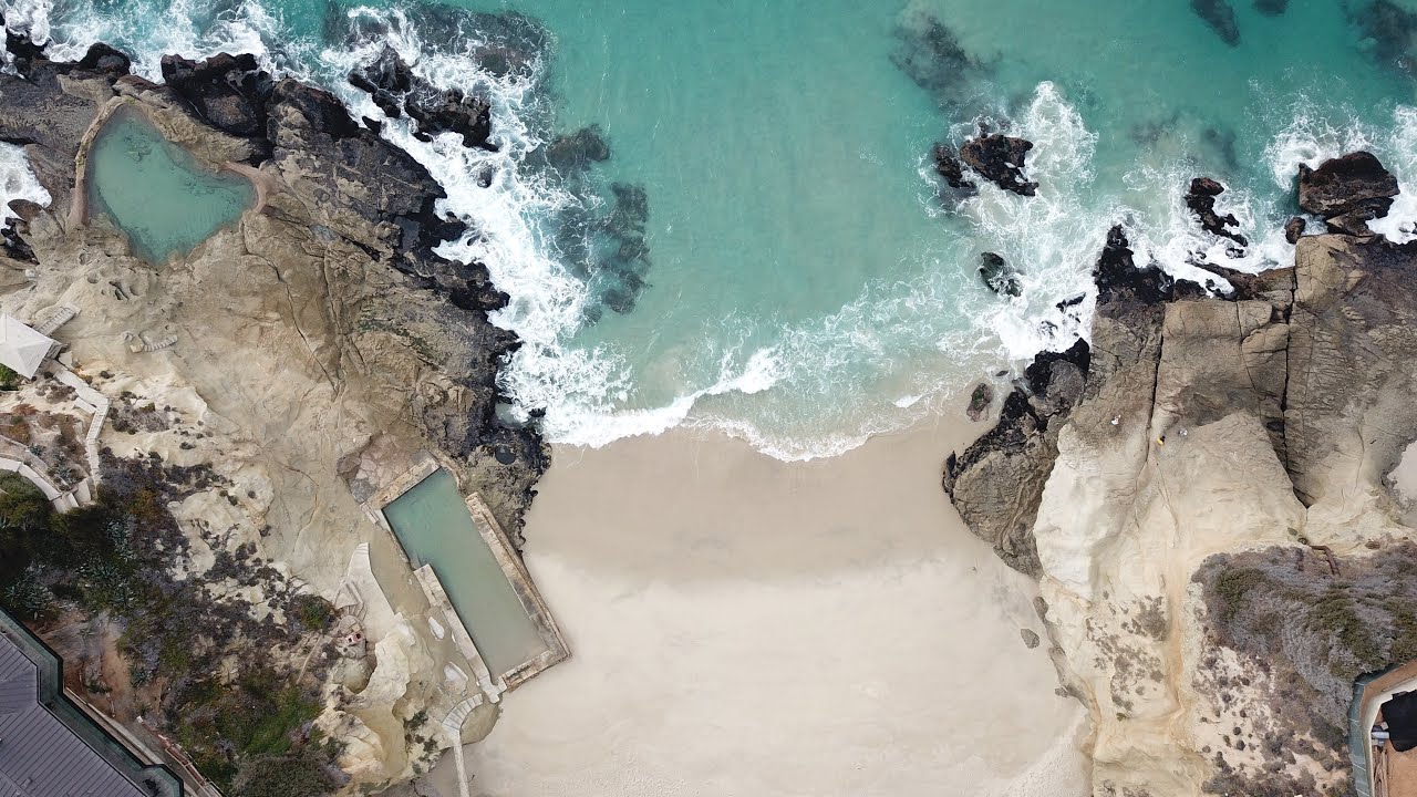 Secret Ocean Pools in Laguna Beach. Unseen overhead view of Thousand ...