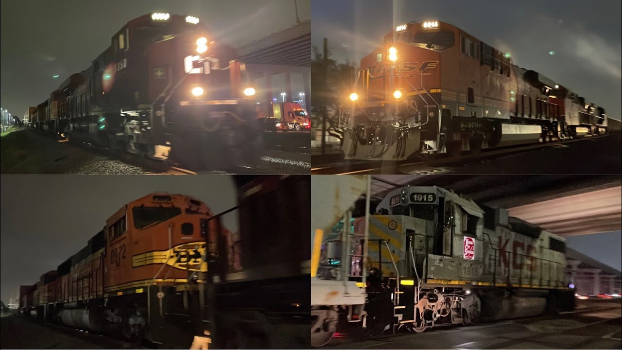 Nighttime trains around Houston ft NS, GG leader, UP work train, Ex BNSF MAC’s, CP duo & more ...