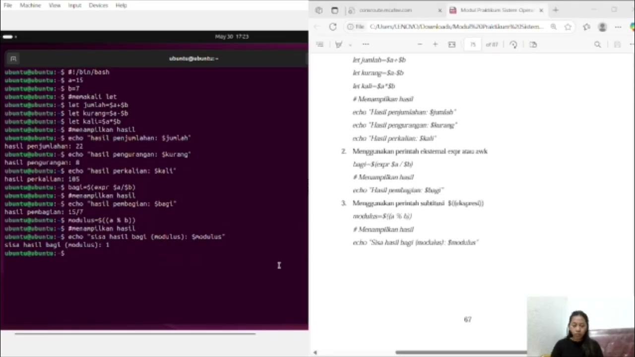 Operator Aritmatika,Relasional dan loops (perulangan) dalam Sistem Operasi Linux Ubuntu - YouTube