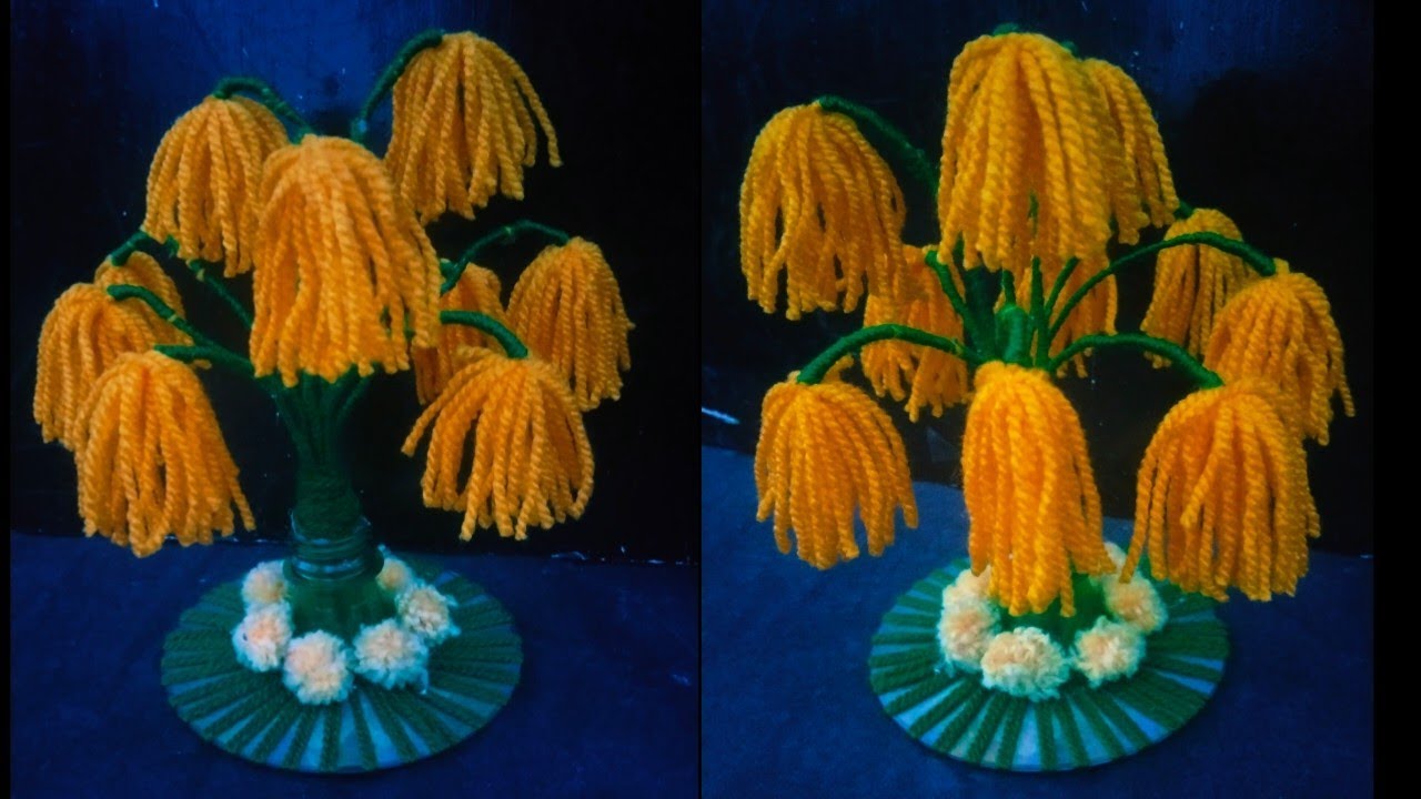 Woolen Flower Guldasta / DIY New Design Guldasta made with Plastic ...