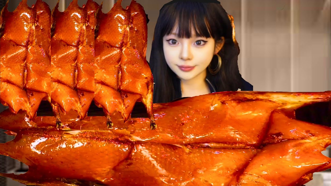 Challenge: Eating a whole roast duck while hugging it late at night ...