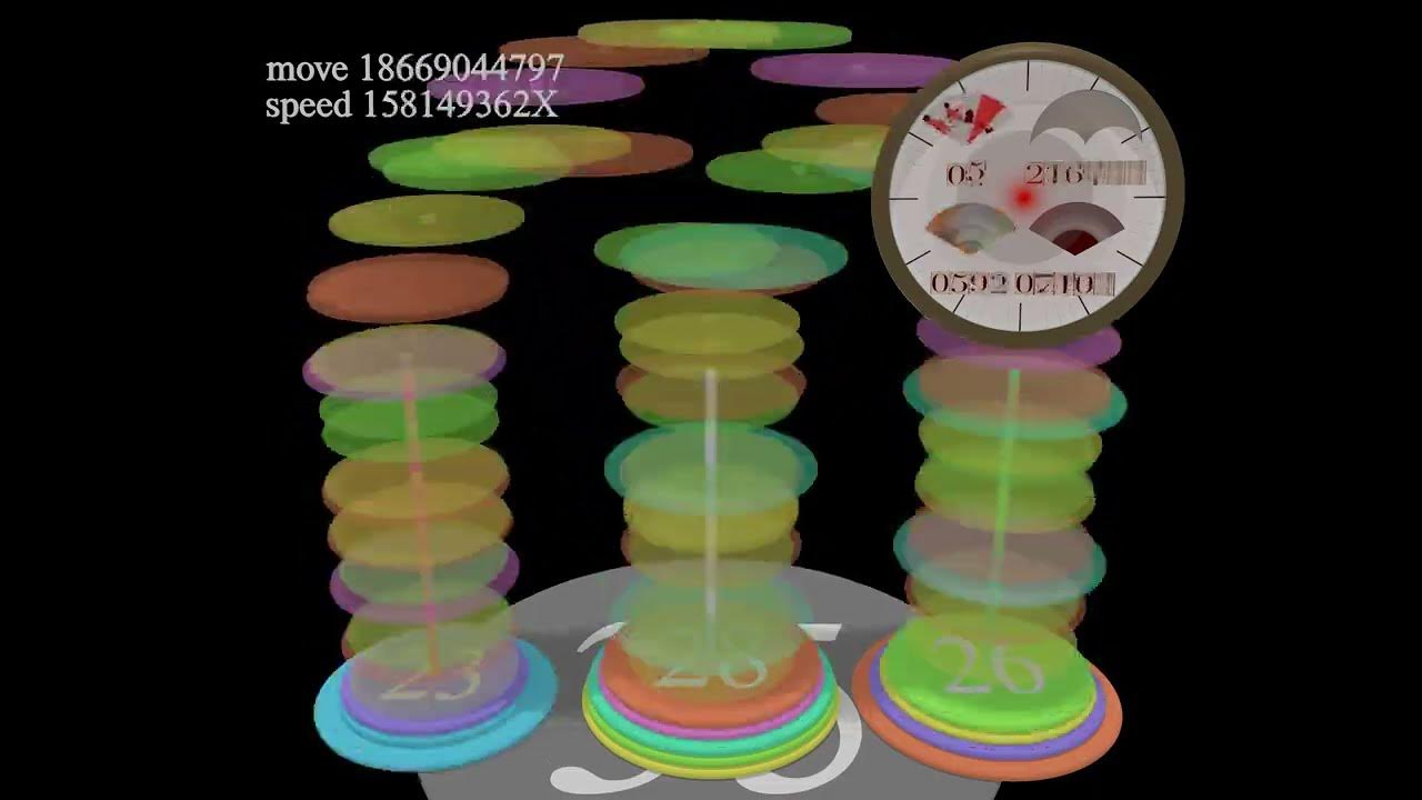 Solving 35-disc Hanoi Tower stack puzzle! (1089 Years @ 1 Move/Second) - YouTube