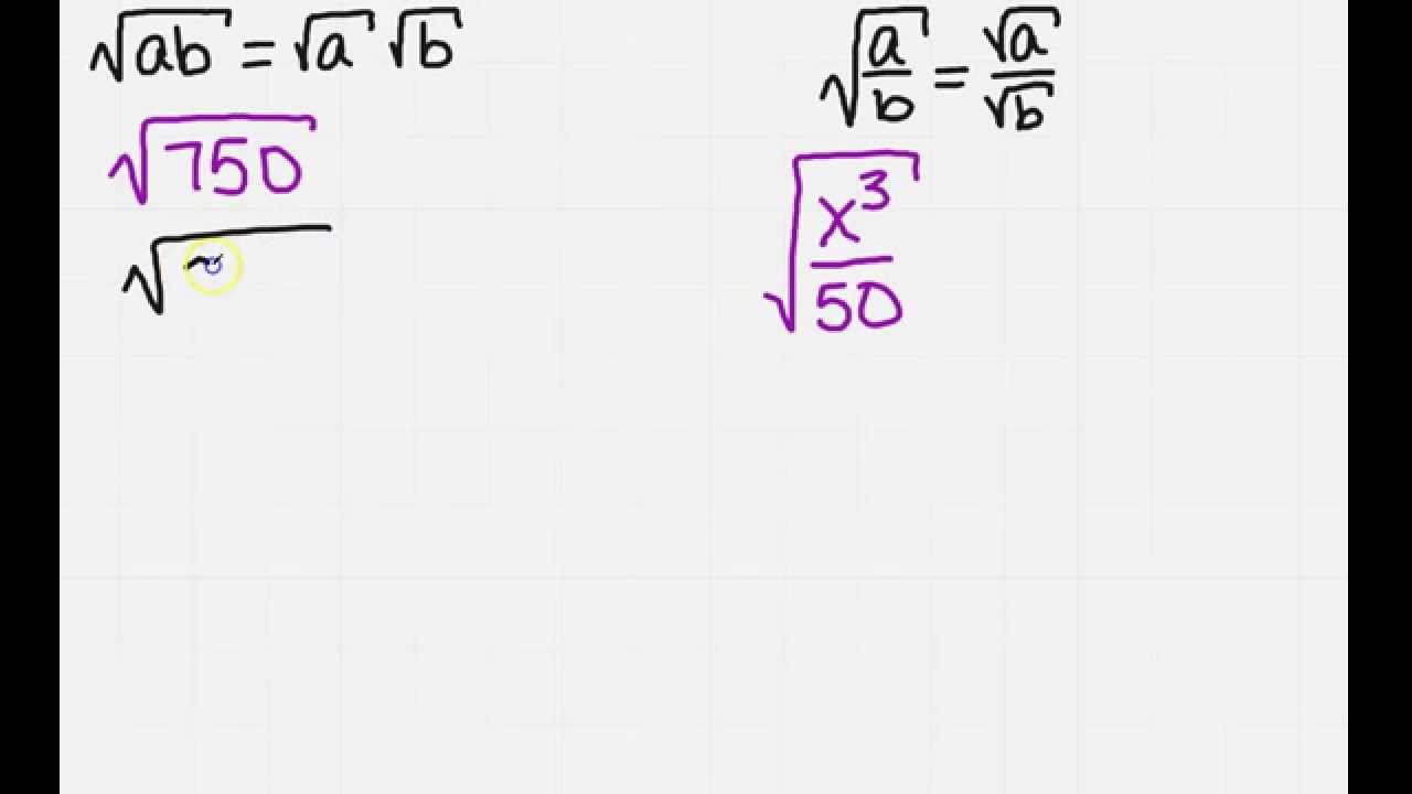 Product and Quotient Rules for Square Roots - YouTube