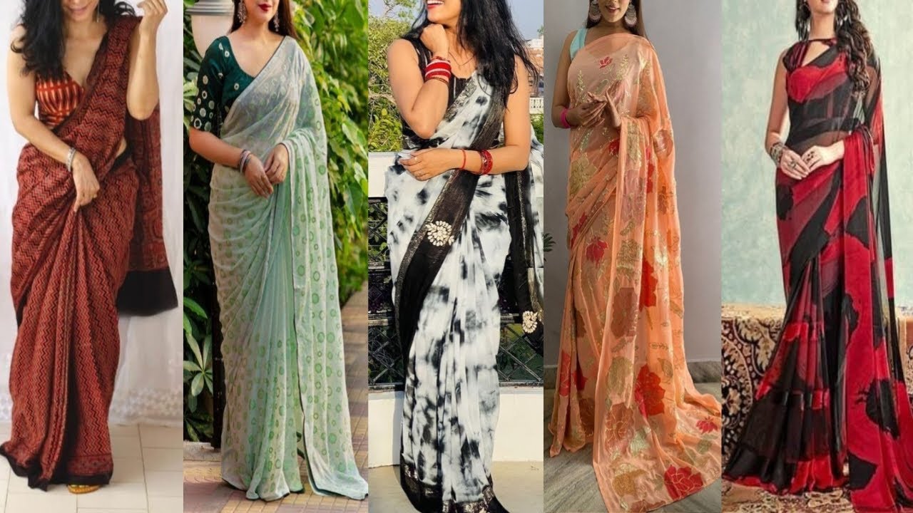 Very Simple Printed Sarees For Daily Wear - YouTube
