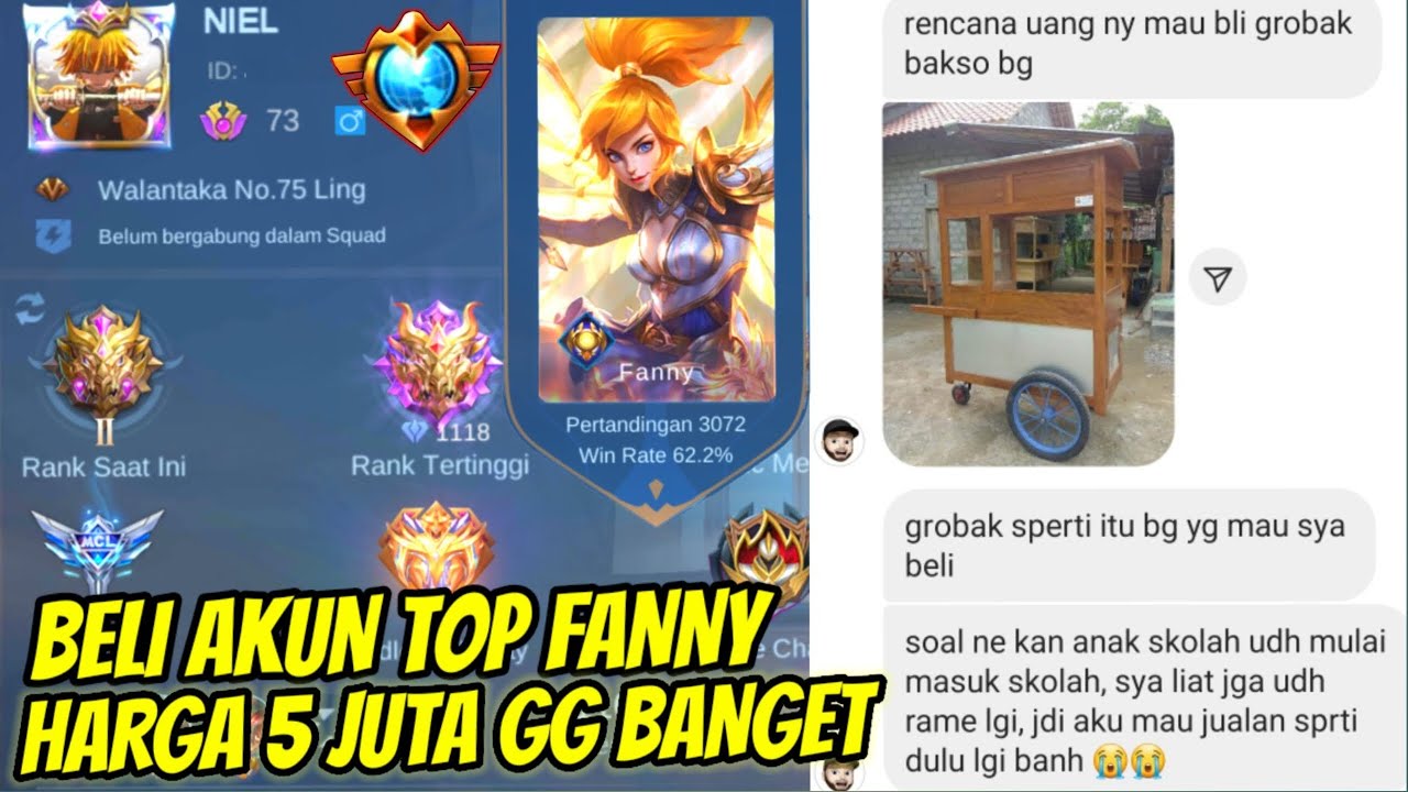 BELI AKUN TOP GLOBAL FANNY 5 JUTA DARI ABANG TUKANG BAKSO ! INI AKUN GG ...