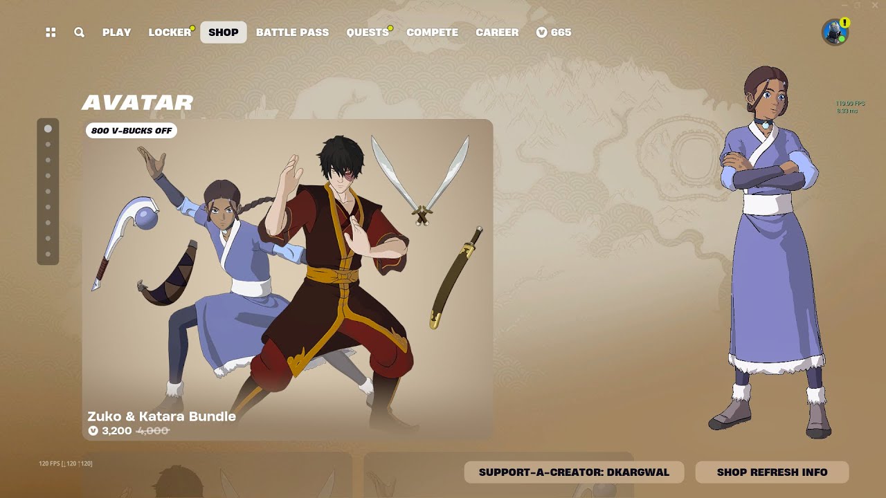 FORTNITE NEW AVATAR SKIN ( TOPH, ZUKO & KATARA SKIN ARRIVE ) - YouTube