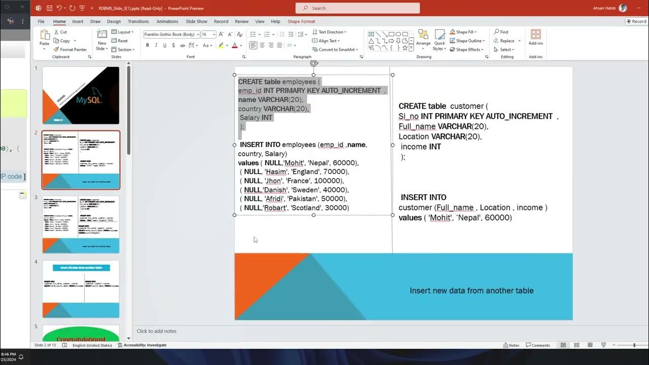 Aziz sir lab exam overview | Database Management System | MySQL - YouTube