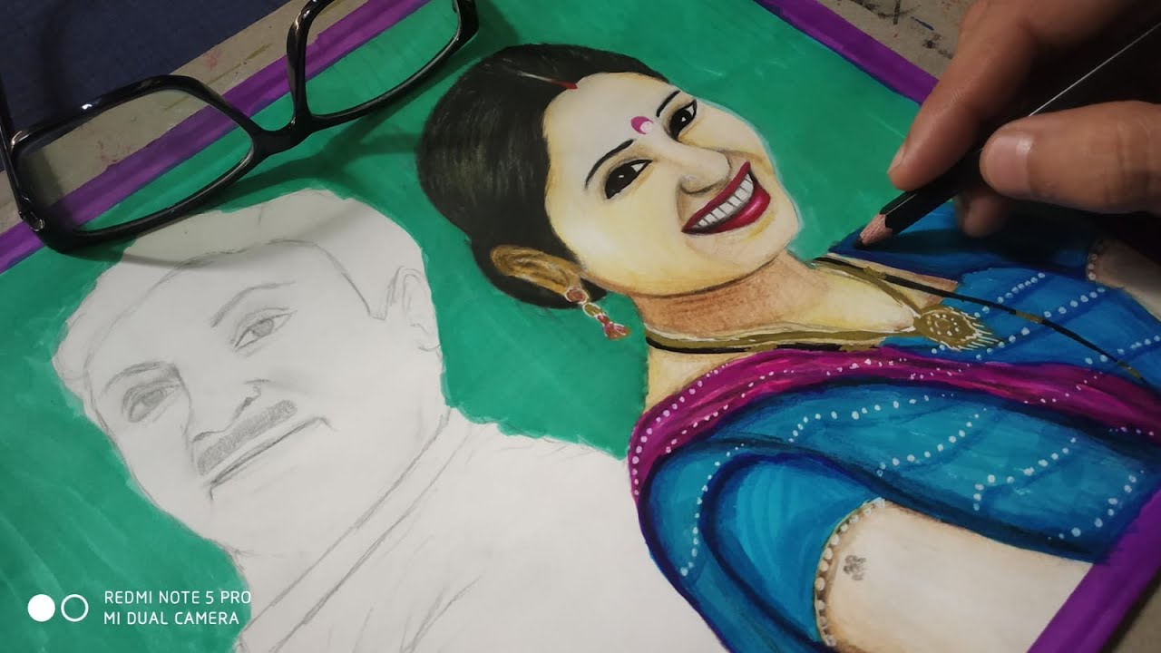 Daya and Jethalal drawing #1 daya.. - YouTube