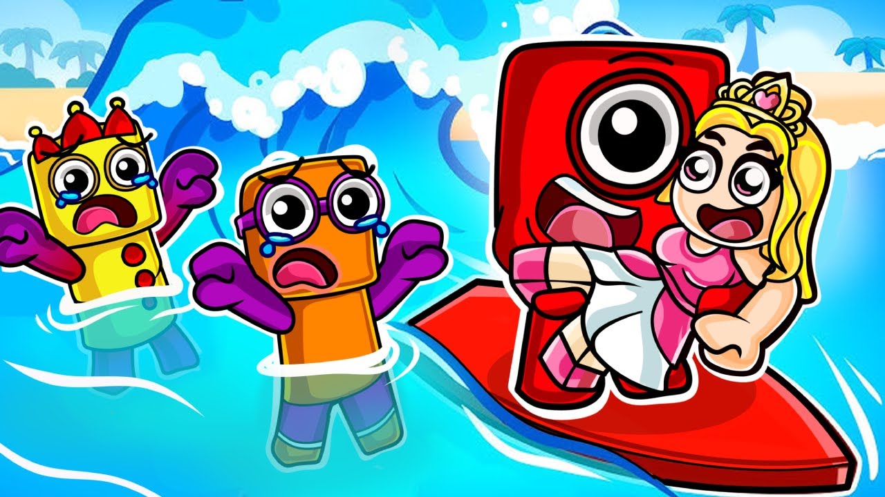 Numberblocks One Plays Swim To Save Princess With MY FRIENDS - YouTube