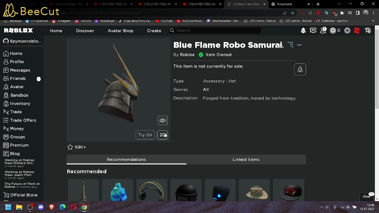 [FREE ITEM] JAK ZDOBYĆ *Blue Flame Robo Samurai* | Roblox - YouTube