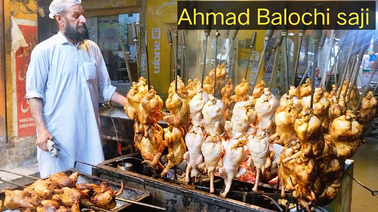 street food in Faisalabad | famous Ahmad chicken Balochi Saji | Chicken ...