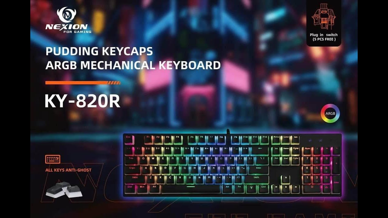 NEXION KY-820R ARGB MECHANICAL KEYBOARD (Blue Switch) - YouTube