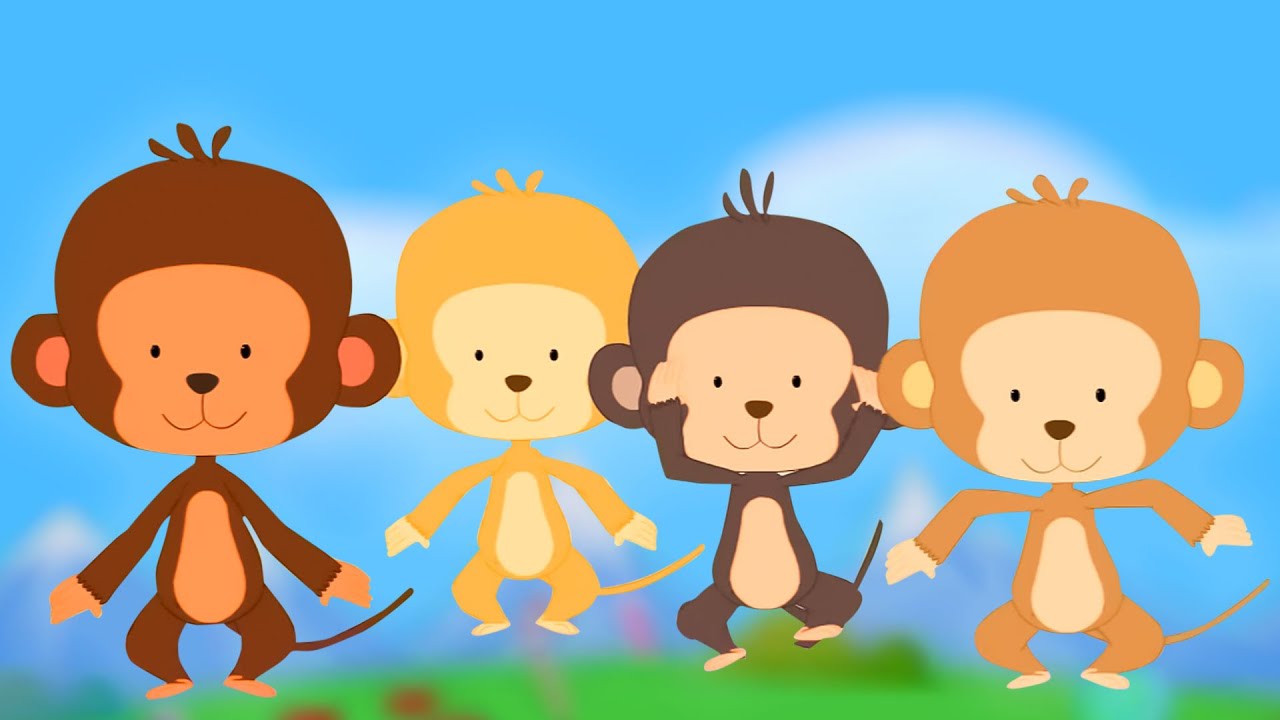 Cinco Pequeños Monos + Más Rimas Infantiles Animadas Para Niños de ...