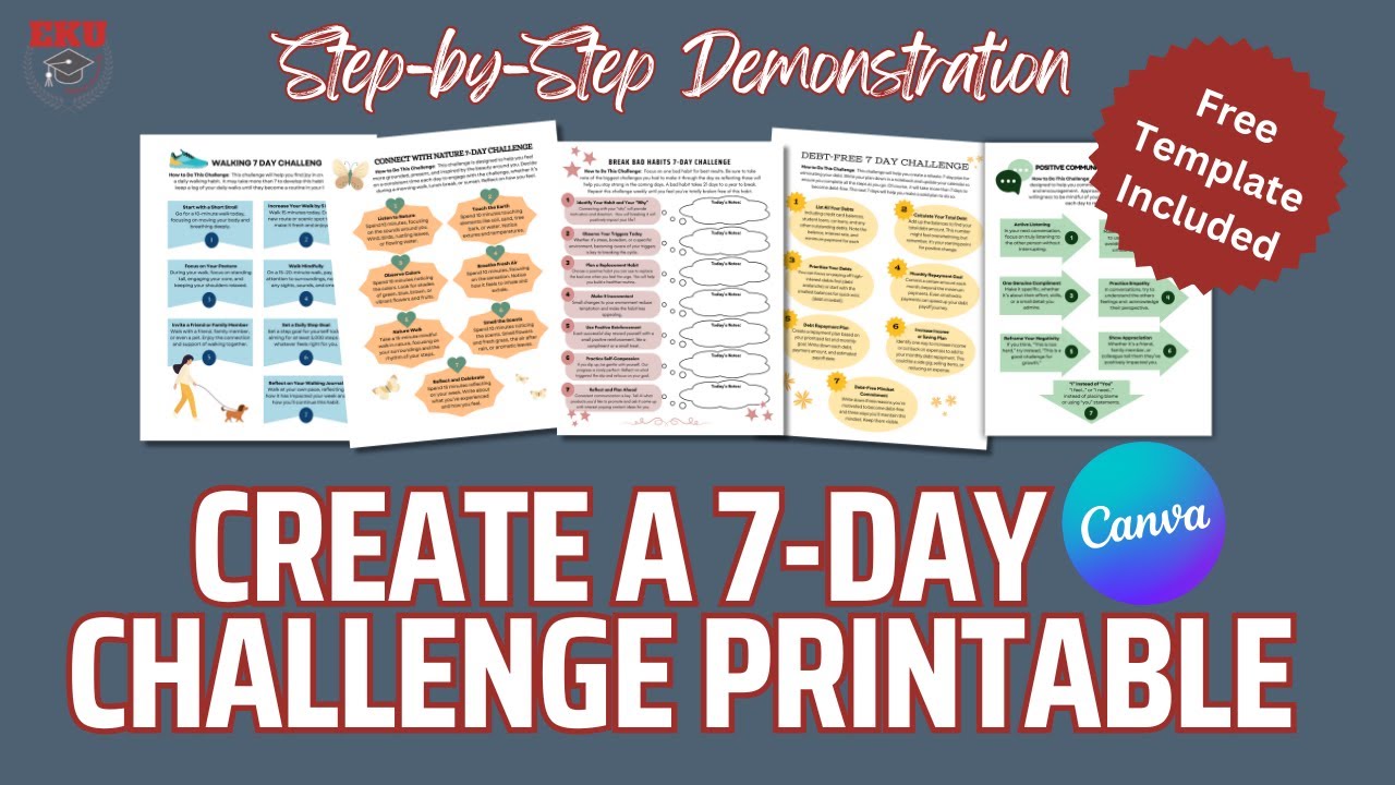 Create a 7-Day Challenge Printable with Canva...FREE Template Included ...