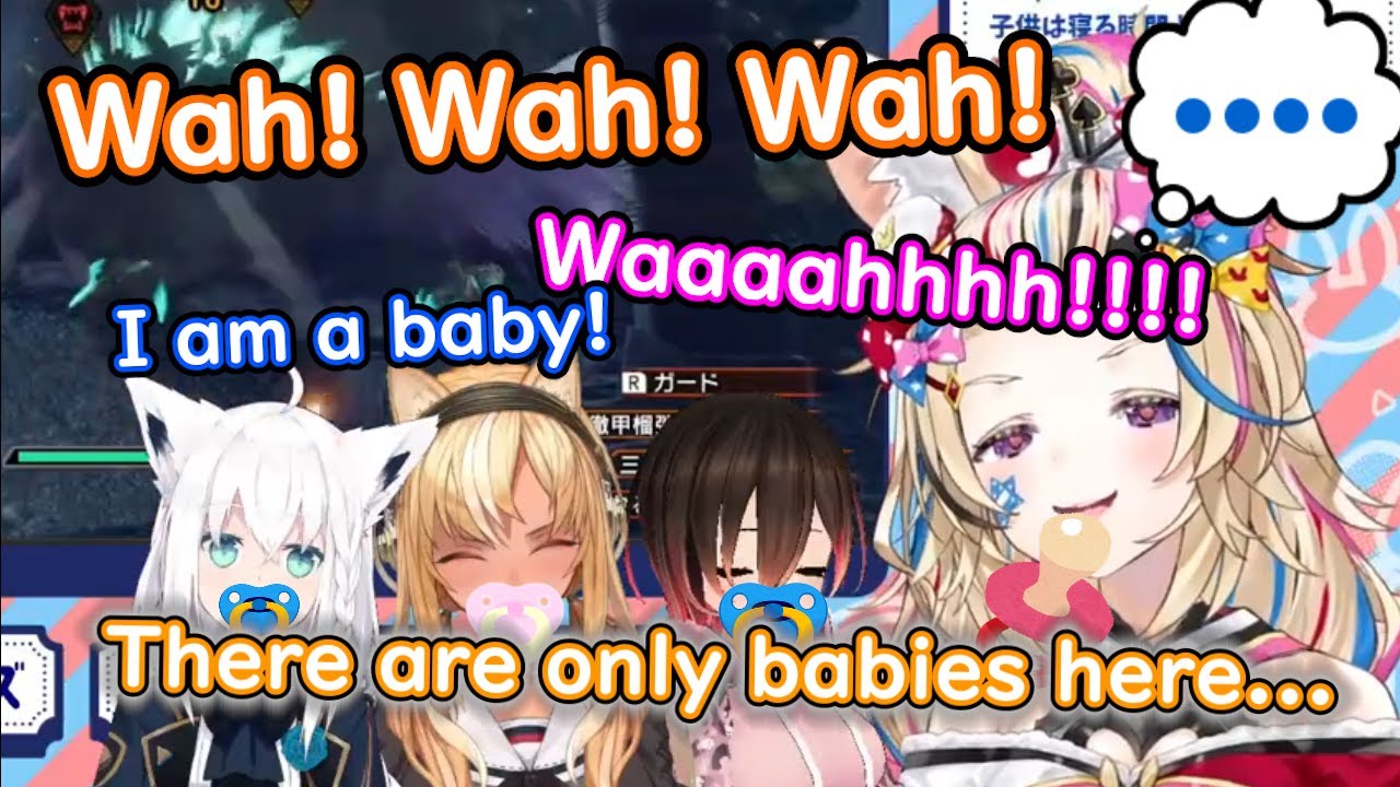Playing Monster Hunter turns them into babies【 Hololive Eng sub】 - YouTube