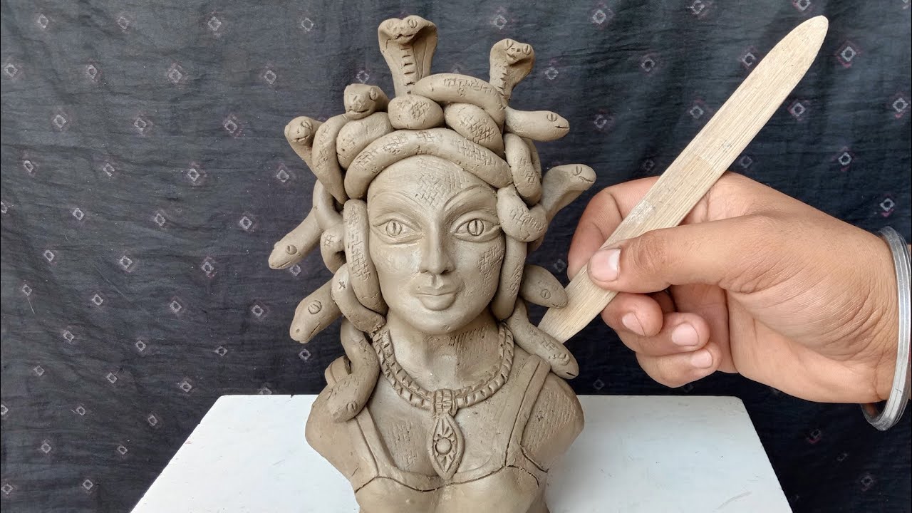 Medusa - the cursed beauty | Medusa clay sculpture making | #medusa # ...