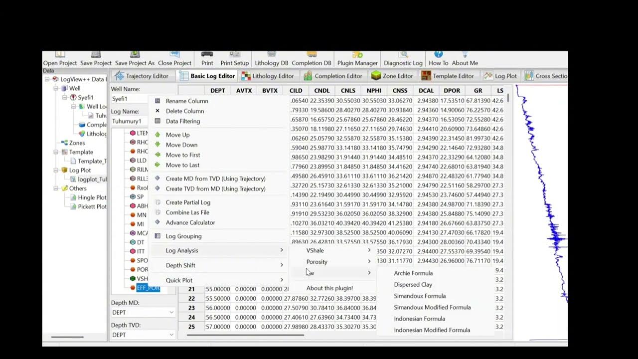 langkah-langkah membuat data well logging menggunakan logview++... UAS ...