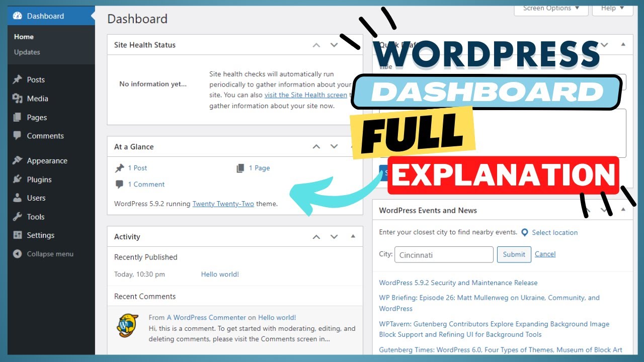"A Step-by-Step WordPress Dashboard Explained: Tutorial for Beginners! " - YouTube