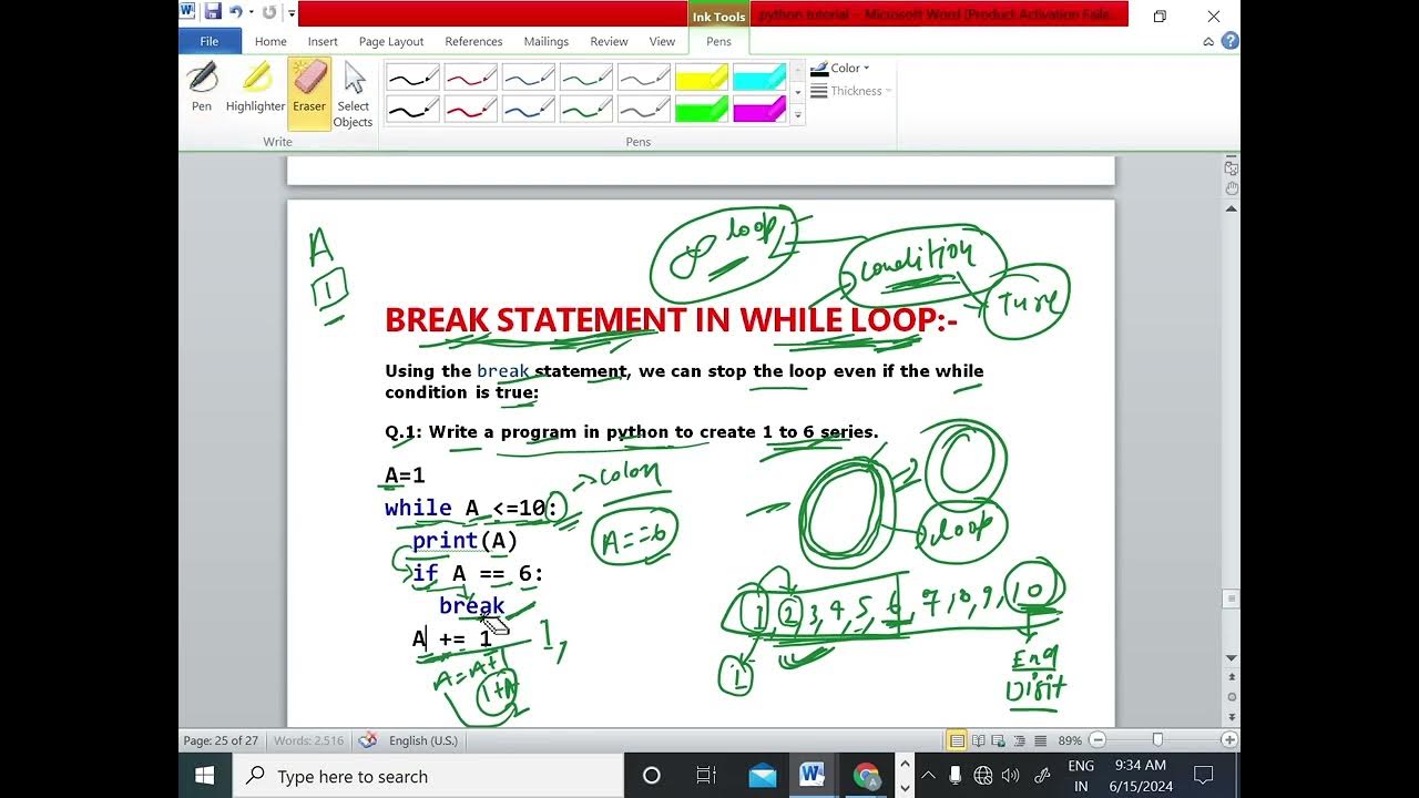 PYTHON TUTORIAL LECTURE - 25// BREAK STATEMENT IN WHILE LOOP FULL EXPLANATION(@ECL365CLASSES ...