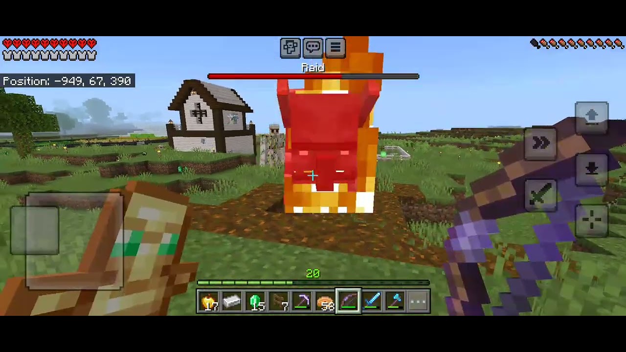 Minecraft raid in hardcore mod pe - YouTube