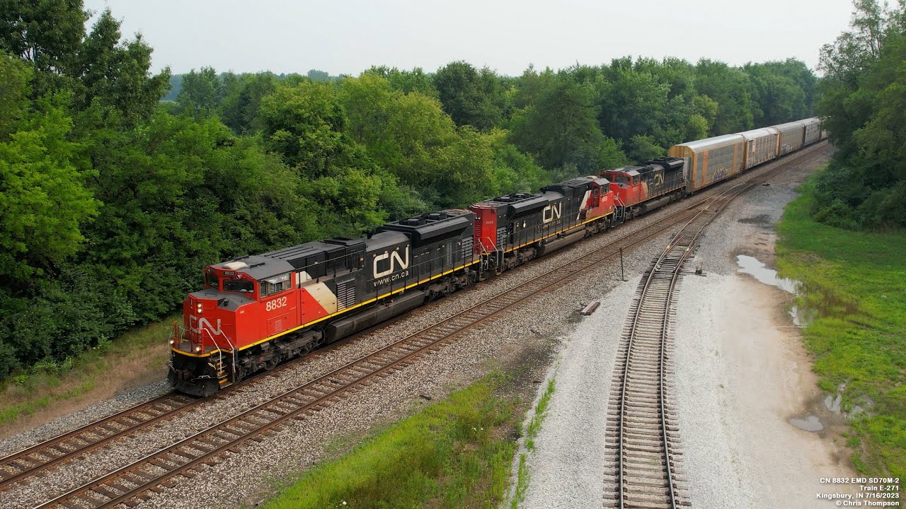 CN 8832 Kingsbury, IN 7/16/2023 Train E-271 - YouTube