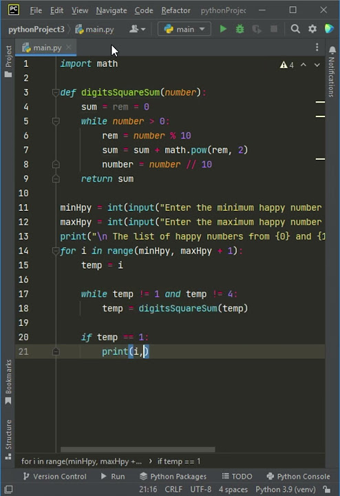 Python Program To Print Happy Numbers From 1 To 1000 Shorts Pythonprojects Pythontutorial