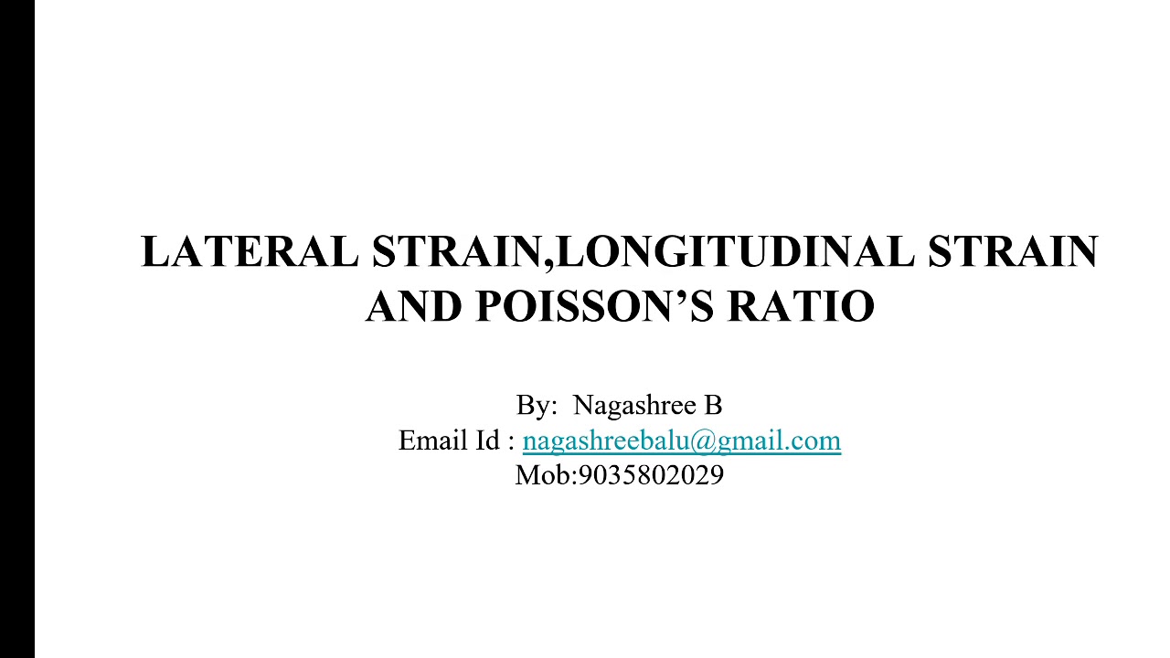 Lateral strain, Longitudinal strain and Poisson's Ratio - YouTube