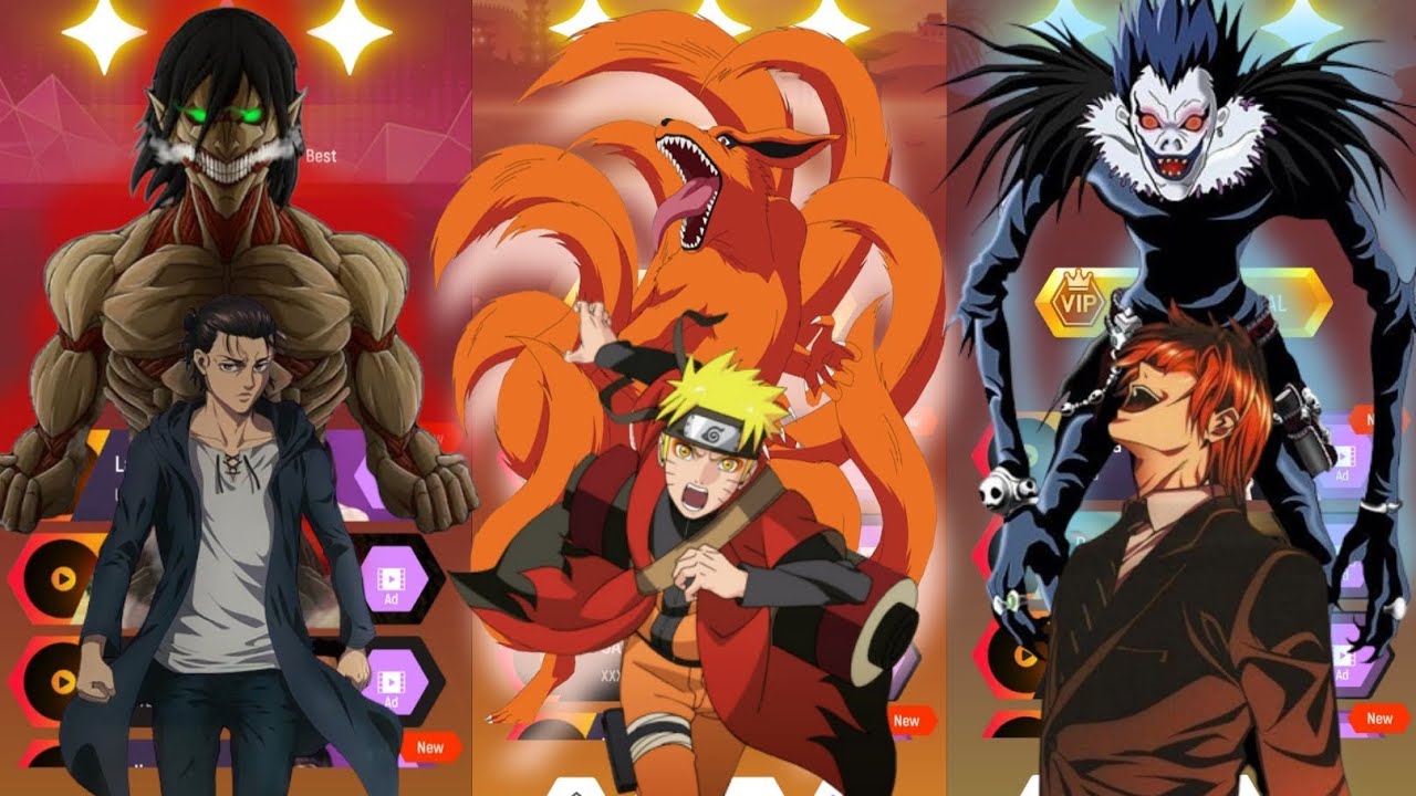 Attack On titan VS Naruto VS Death Note – Tiles Hop EDM Rush!! Magic ...