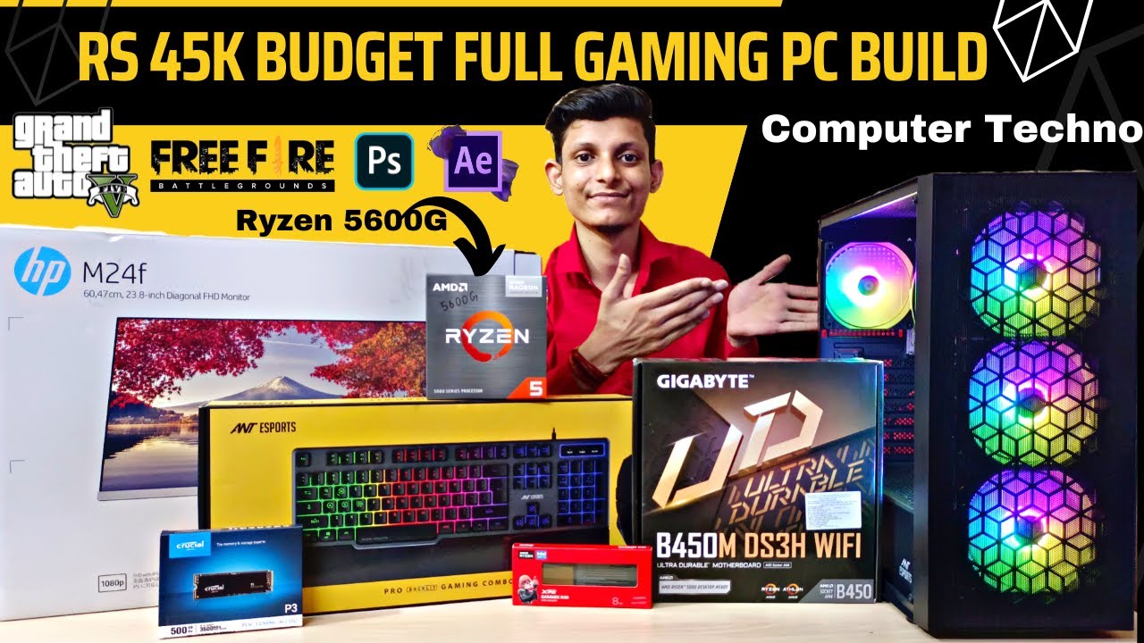 Budget gaming PC Build Under 45k | Ryzen5 (5600G) with Monitor | Under ...
