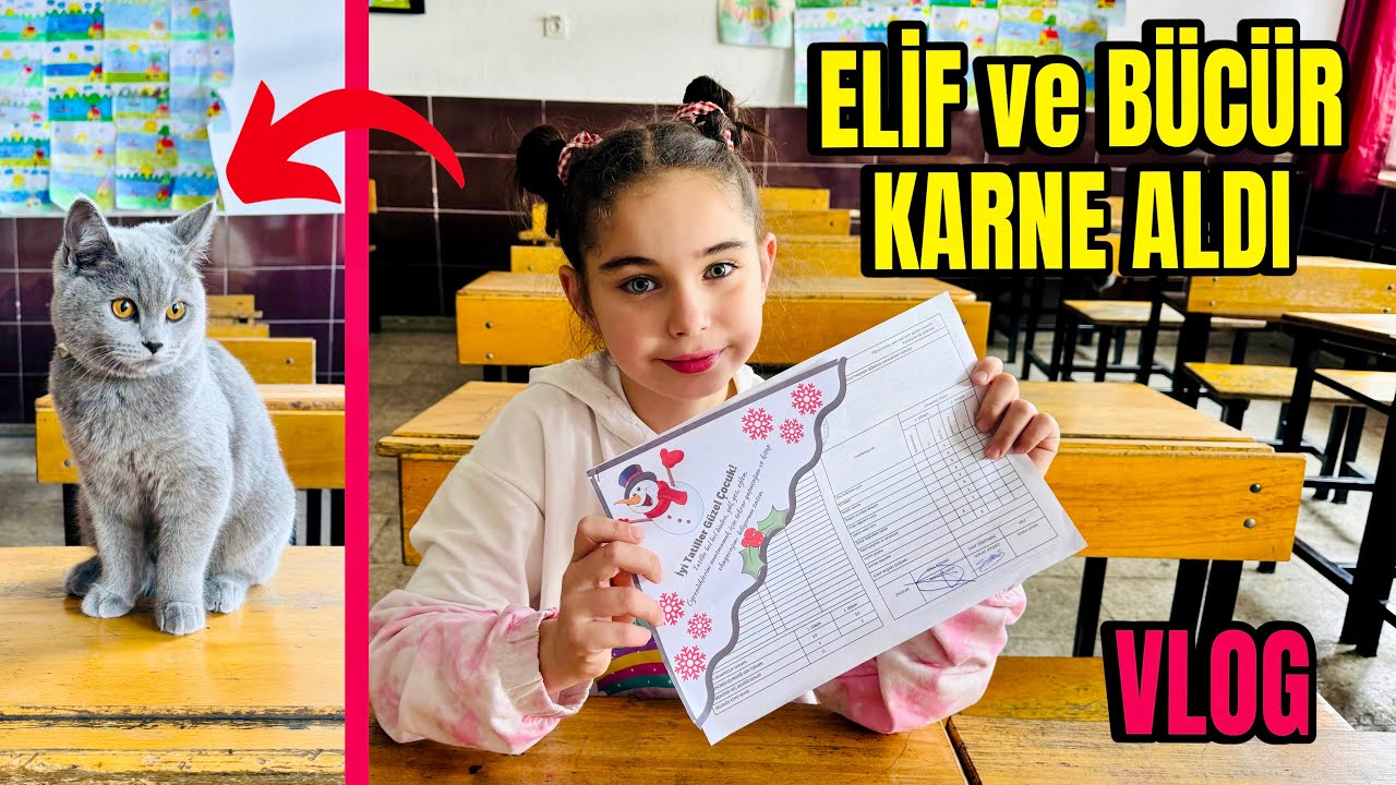 ELİF SİNEM KARNE GÜNÜ VLOG !! KARNEMİZİ ALDIK HEDİYE İSTEDİ !! - YouTube