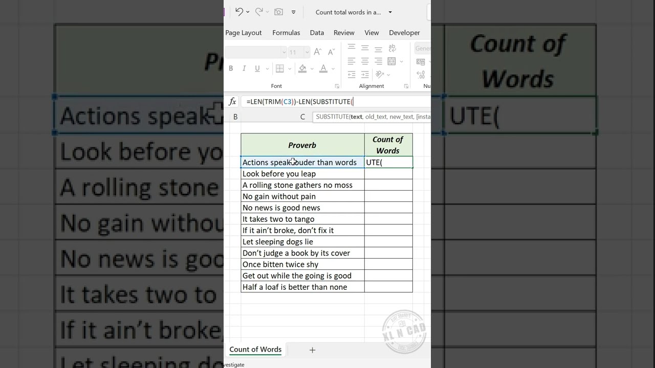Excel Formula To Find The Number Of Words In A Cell YouTube Excel Formula To Find The Number Of Words In A Cell YouTube