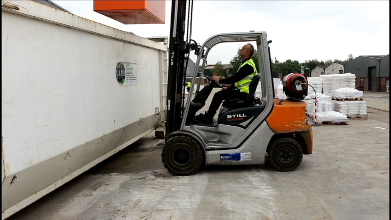 Forklift Skip Compactor - YouTube