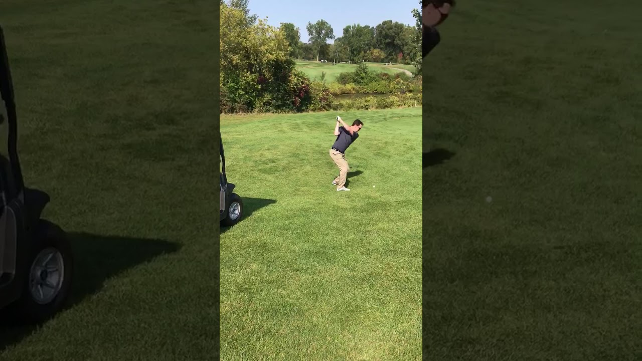Dpdt guy misses two shots hit by golf cart - YouTube