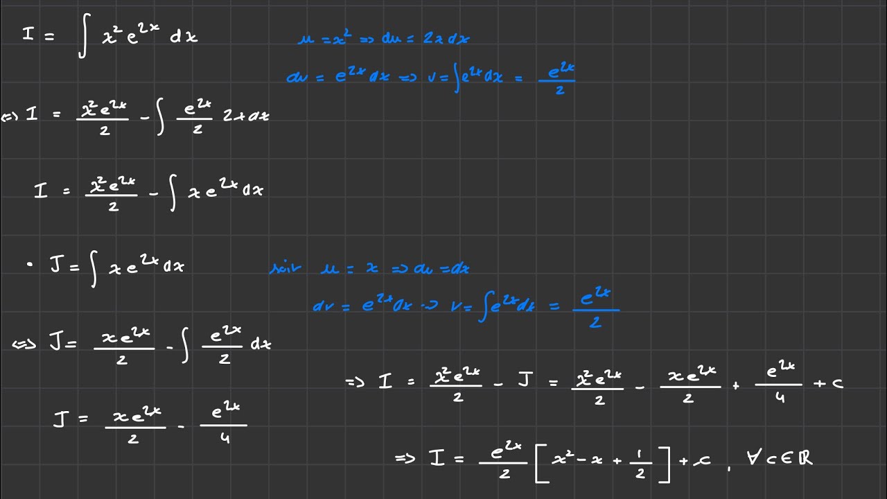 Primitive de x^(2)e^(2x) (sans son) - YouTube