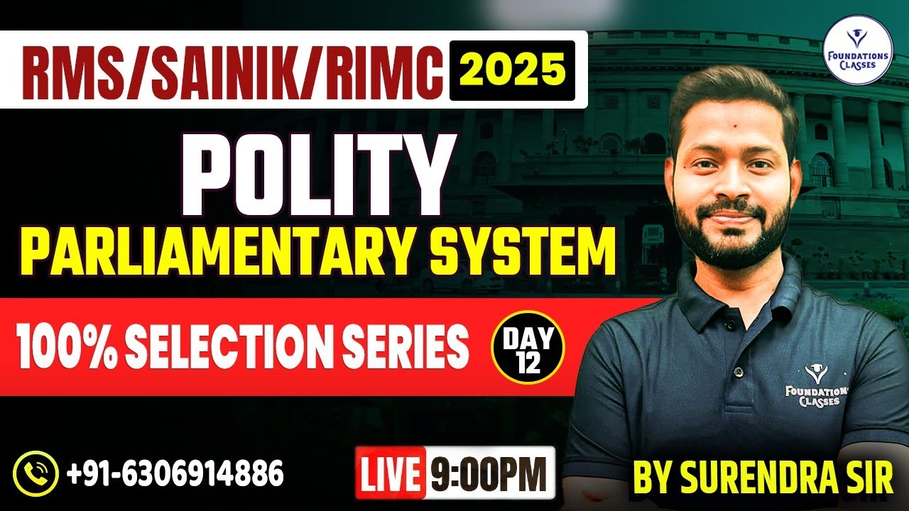 RMS / Sainik / RIMC 2025⚔️ | POLITY PARLIAMENTARY SYSTEM | History Day ...