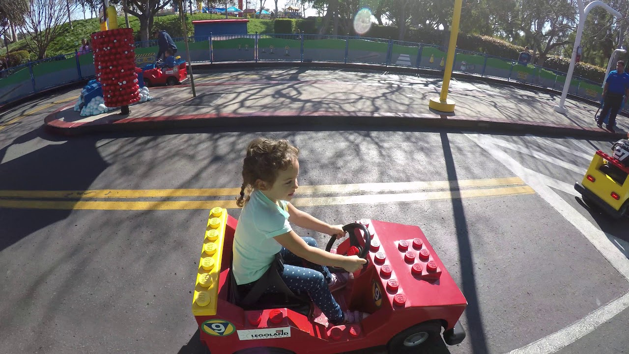 Elora rides the Lego Race car at Legoland San Diego - YouTube