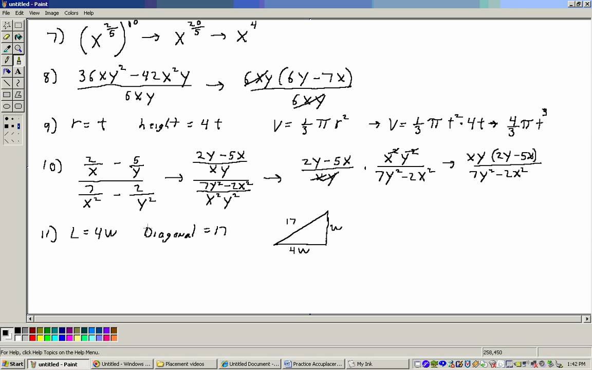 Accuplacer Math Placement Test 1 Algebra section Part 2 - YouTube