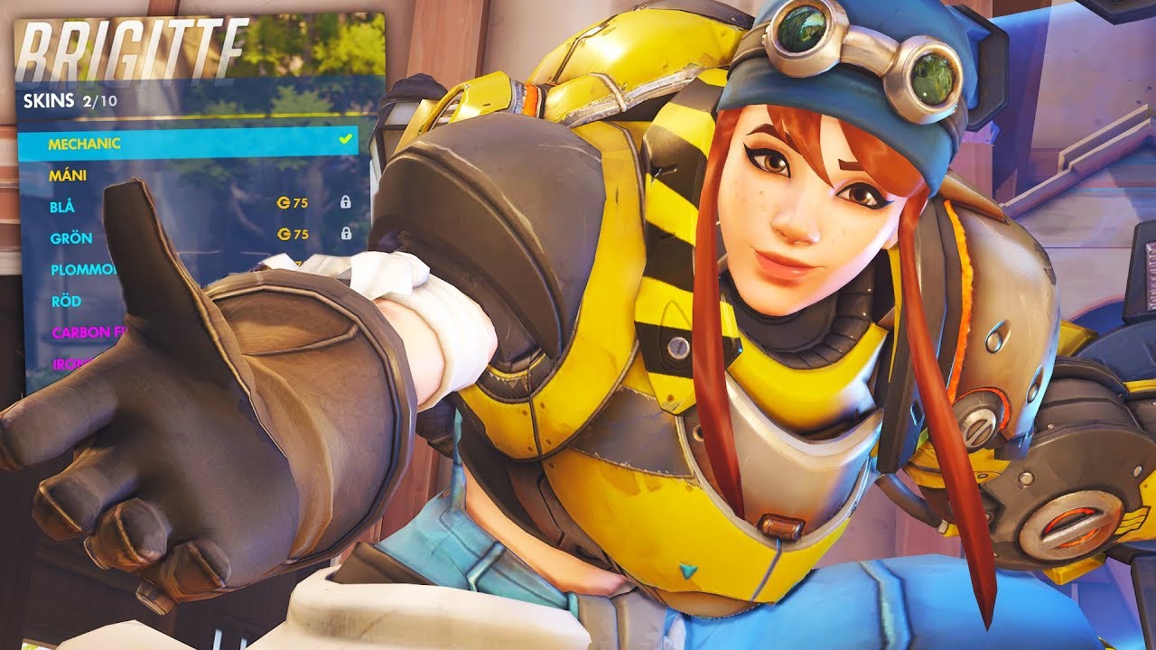 OVERWATCH *NEW* BRIGITTE ALL SKINS AND ITEMS!! (TORBJORN THEMED SKIN ...