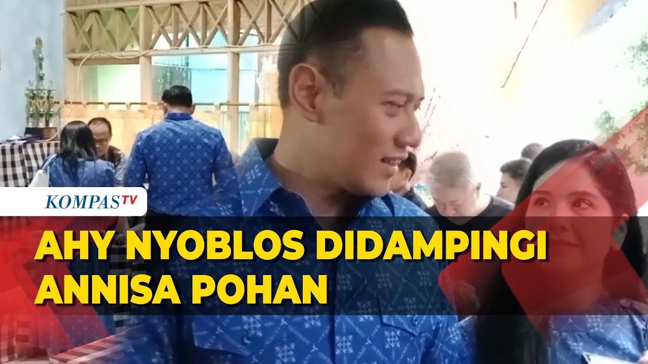 AHY Nyoblos Bareng Istri, Kompak Pakai Baju Warna Biru - YouTube