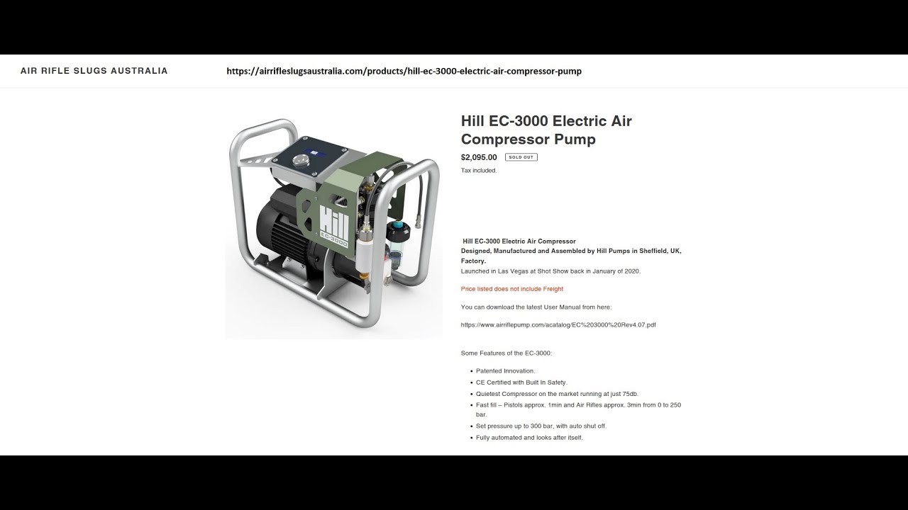 Hill EC 3000 Portable Air Compressor - YouTube