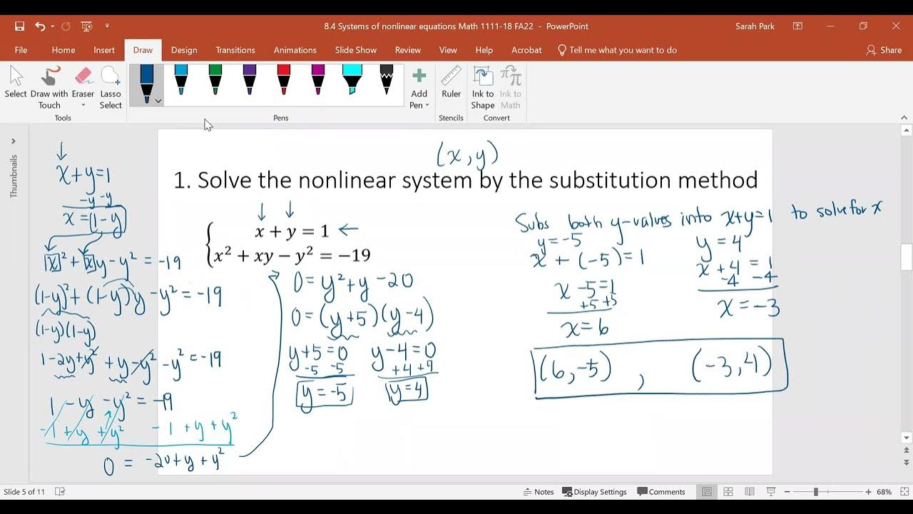 8.4 Solving systems of Non-linear equations in two variables ...