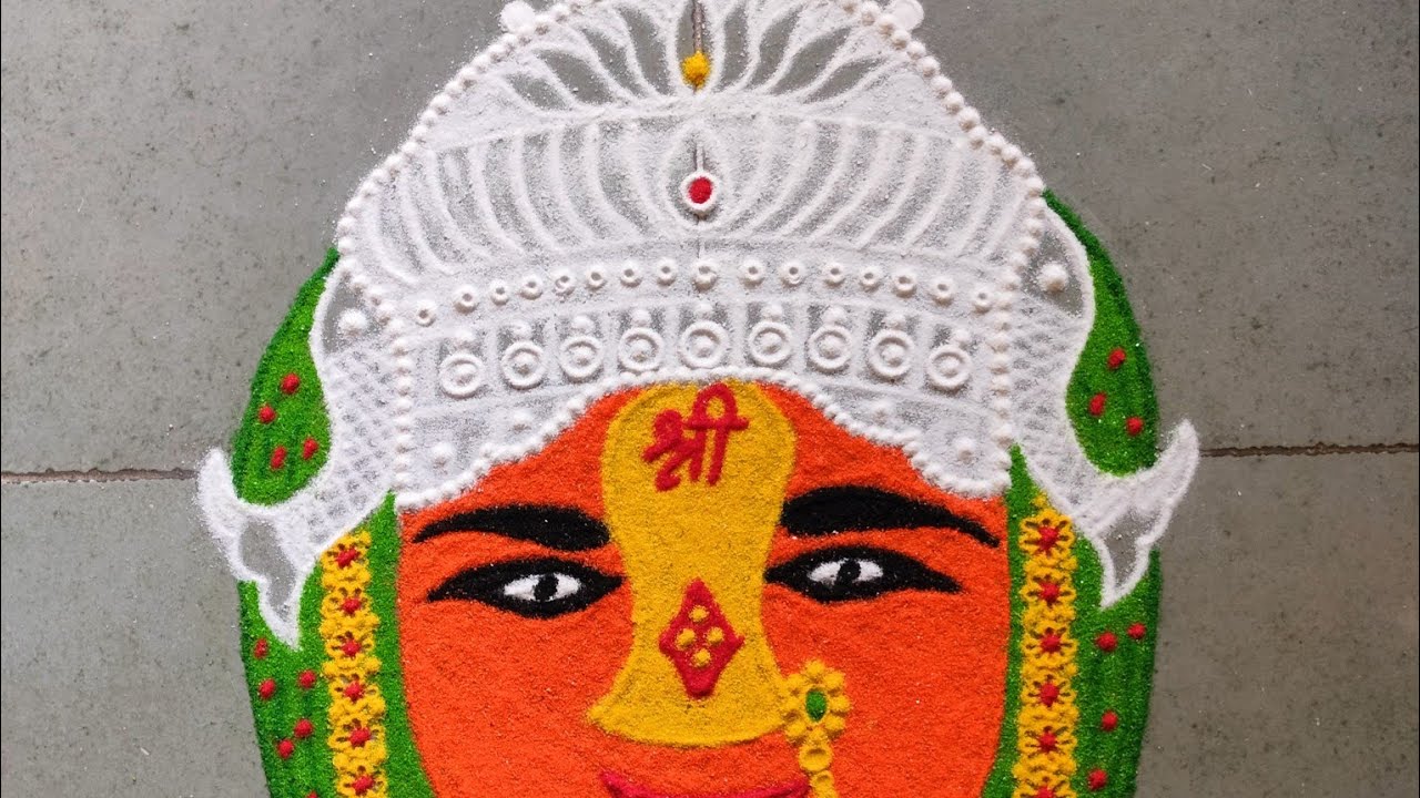 माहुर देवी रेणुका माता रांगोळी 🙏|Renuka mata rangoli|navratri rangoli ...