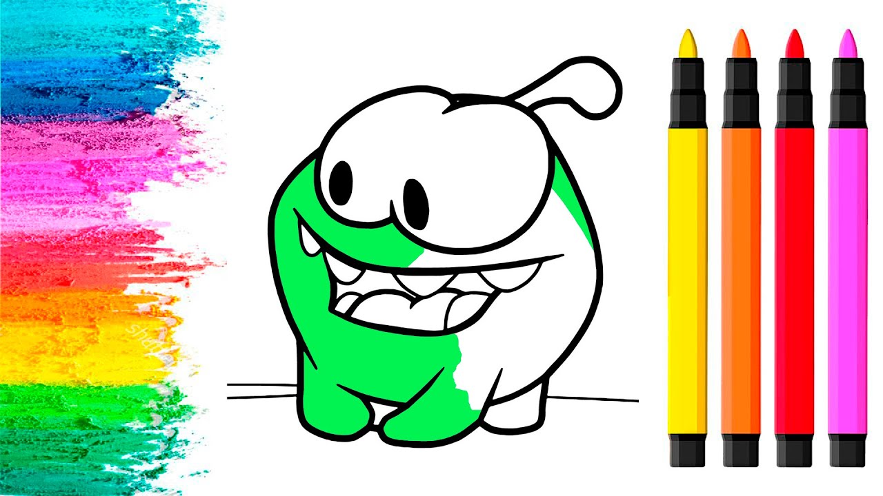Cut the rope Om Nom drawing for kids / drawing, coloring for children ...